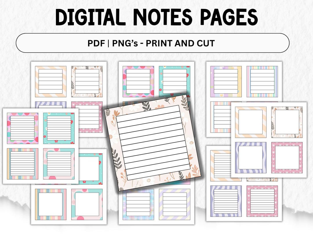 Printable Notes Paper: Journal, School, Teacher, Study Printables ...