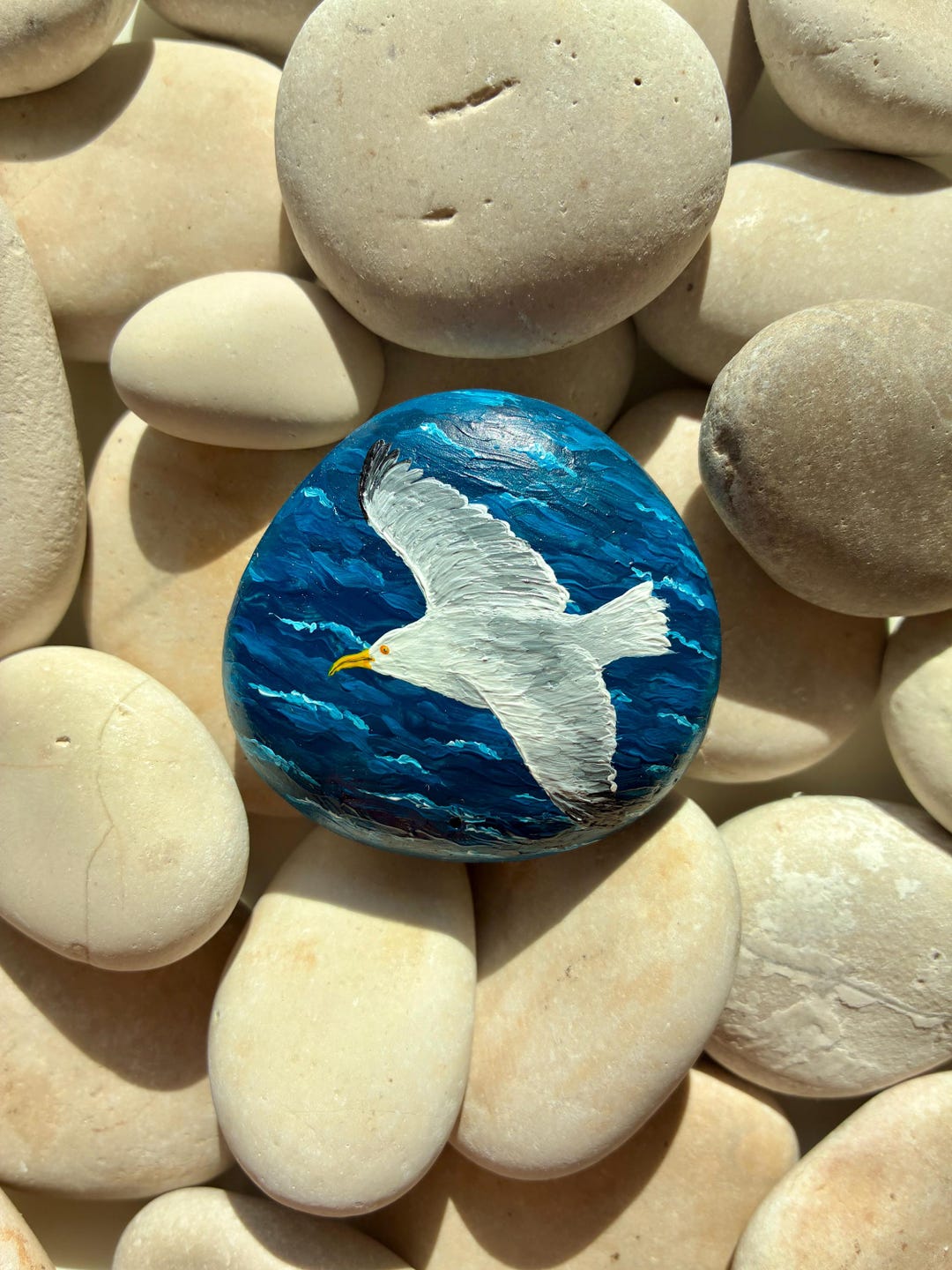Seagull Stone Painting | Pebble Art - Etsy