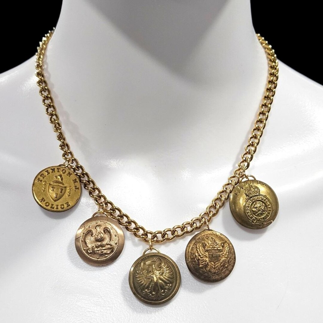 Vintage Buttons on 18k Gold Plated 18" Necklace - Etsy