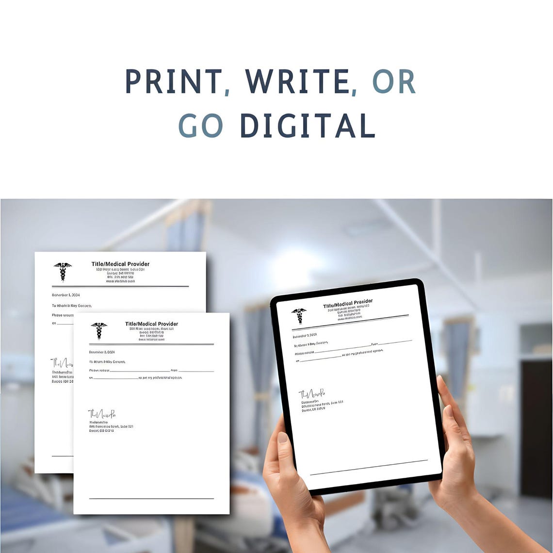 Doctor Excuse Note Template, Medical Letter for Work or School, Sick ...