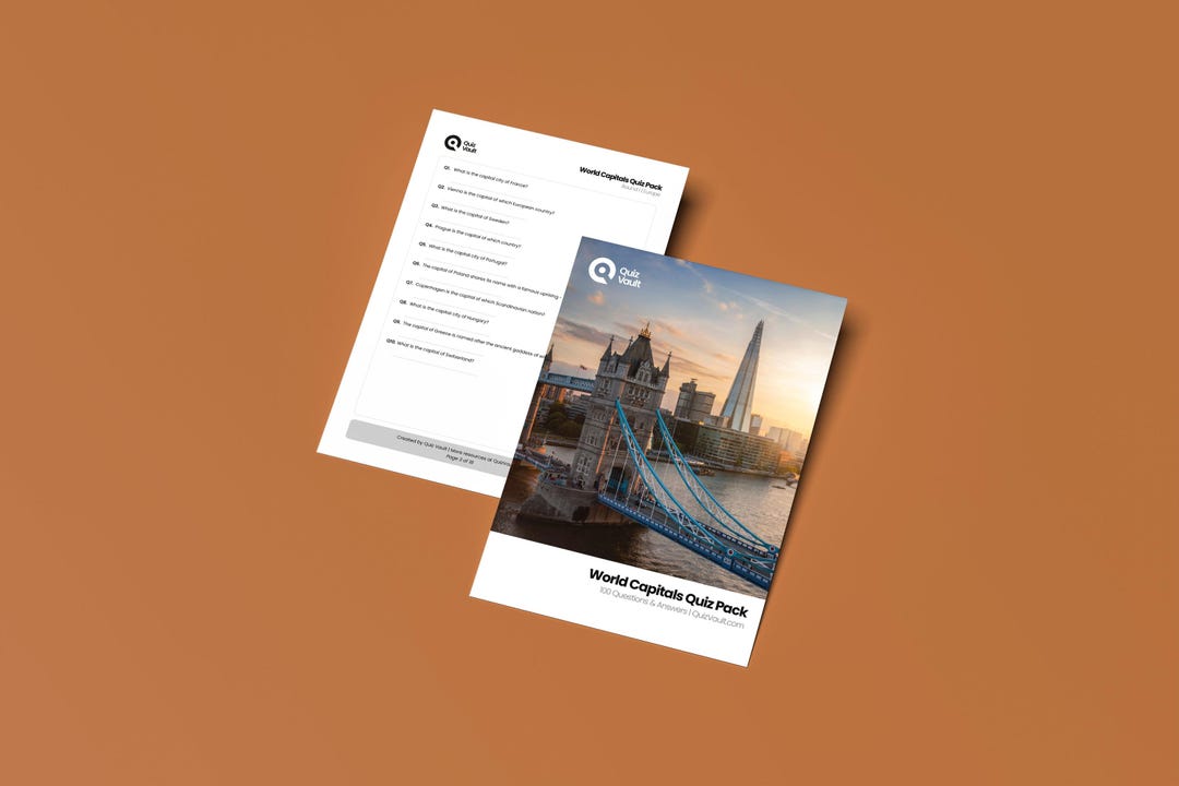 World Capitals Quiz: 100 Geography Trivia Questions (PDF) - Etsy