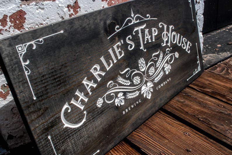 Engraved Personalized Genuine Wood Bar Pub Tap House Sign - Etsy