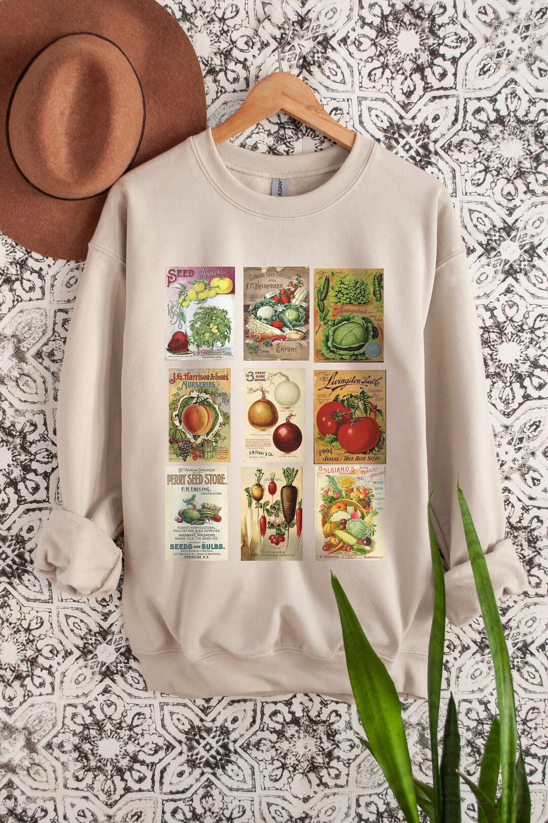 Retro Gardening Sweatshirt Seed Packet Vintage Sweater for Gardeners ...