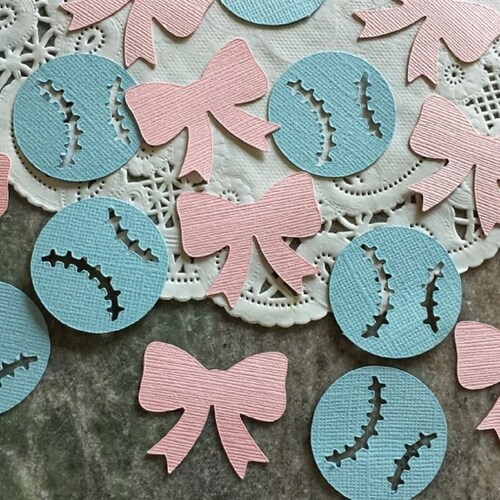 Baseball or Bows Gender Reveal Baby Shower Blue or Pink - Etsy