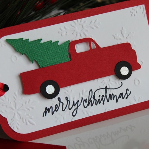 Red Truck With Tree Holiday Gift Tags Christmas Truck Gift - Etsy