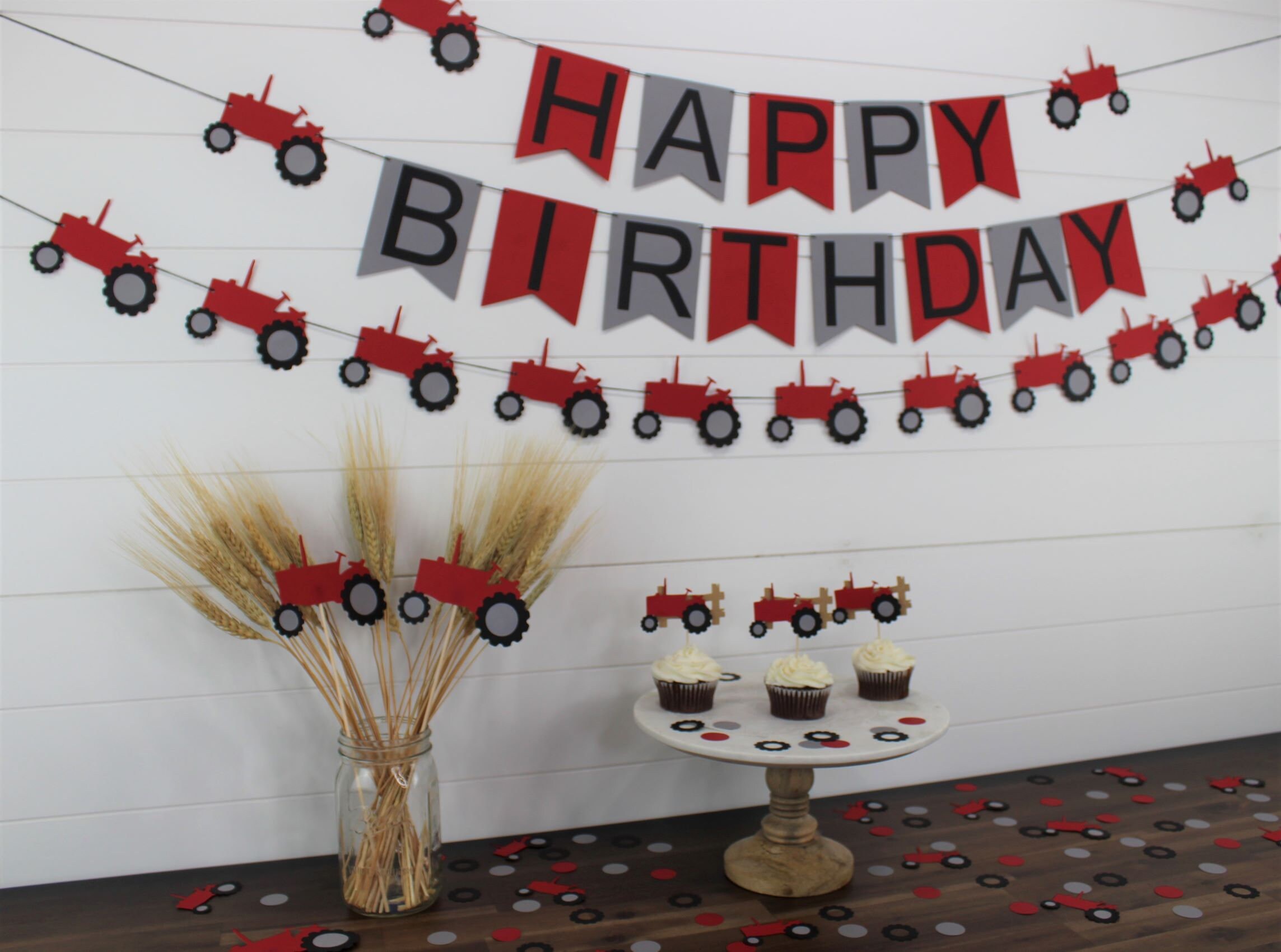 Red Tractor Cupcake Toppers Farm Theme Party Tractor Theme - Etsy