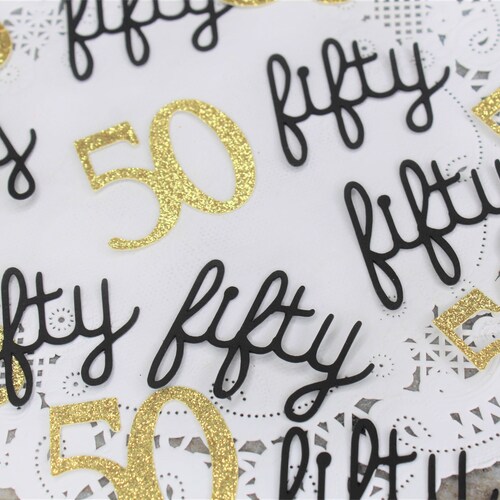 Gold Glitter and Black Glitter Circle Confetti Birthday - Etsy