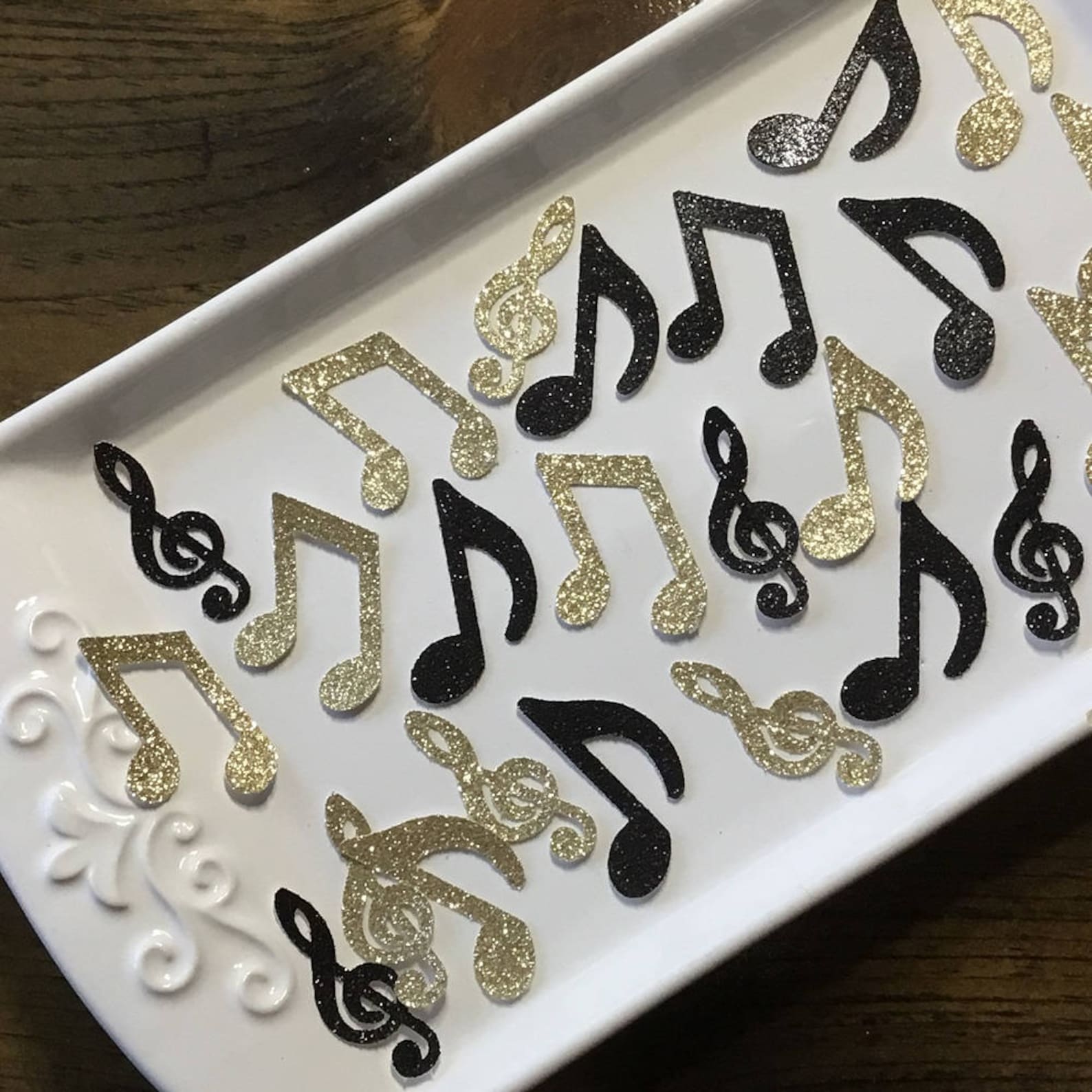 Music Note Confetti Black and Gold Glitter Large 2 - Etsy