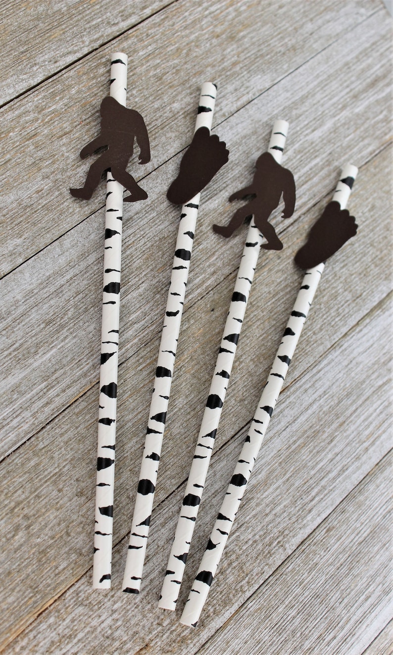 Bigfoot and Evergreen Paper Straws - Sasquatch Party - Birthday ...