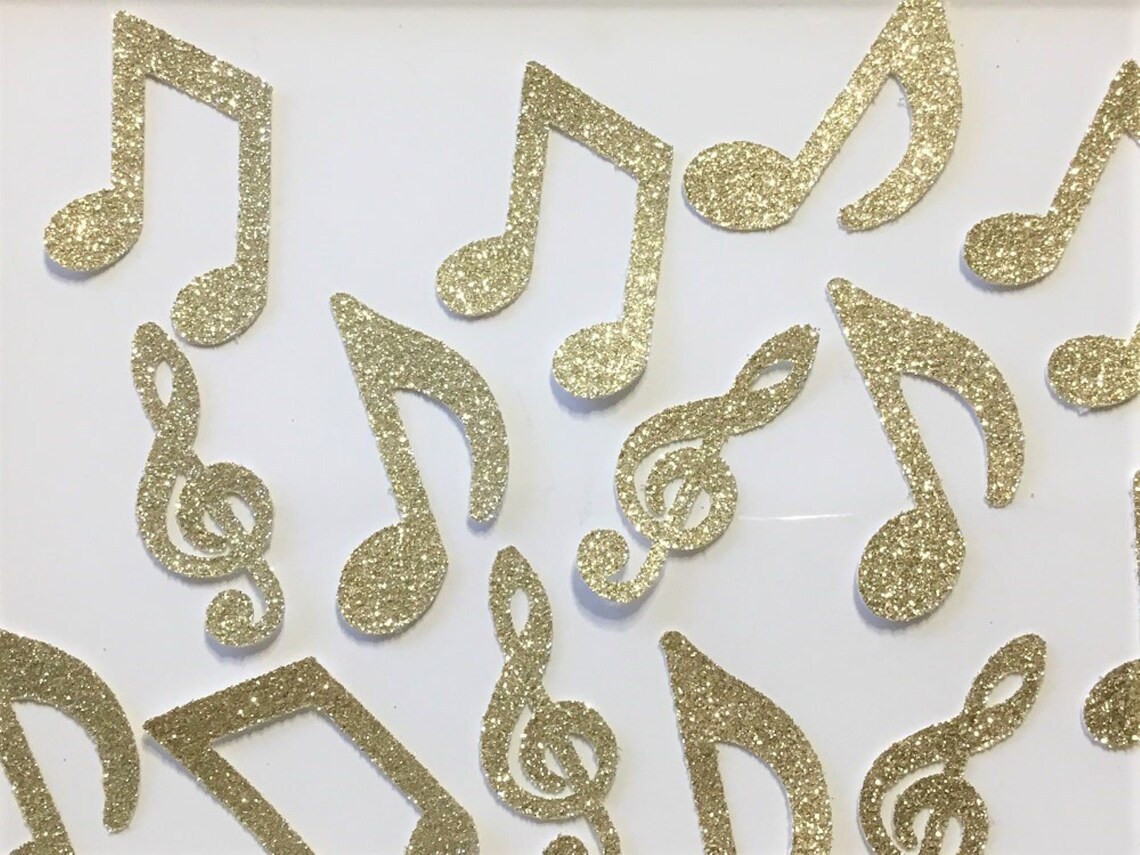 Gold Glitter Music Note Confetti Large 2 Tall Choose - Etsy