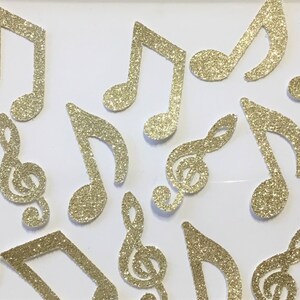 Gold Glitter Music Note Confetti - Large 2" Tall - Choose Your Colors ...