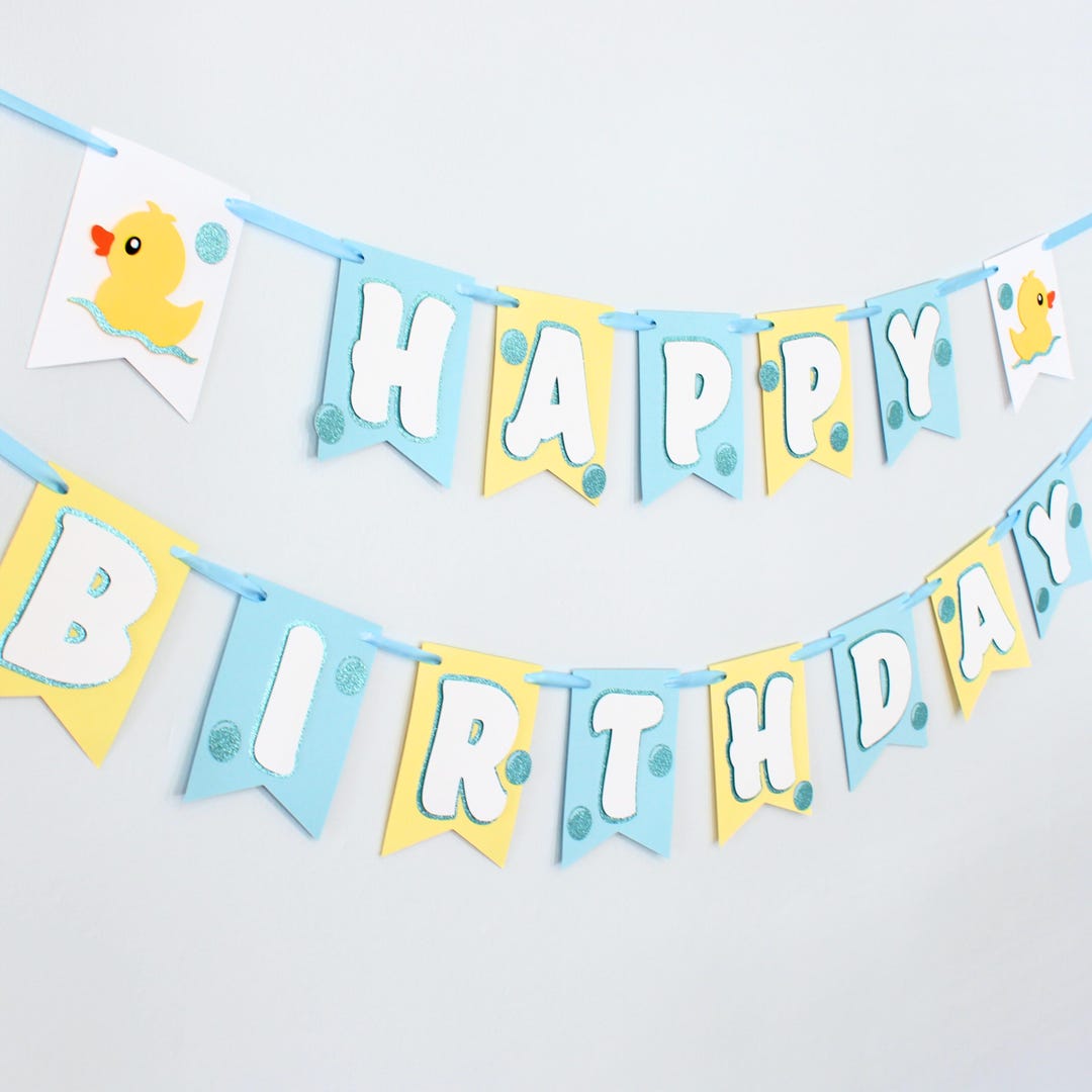 Rubber Duck Happy Birthday Banner - Custom Name Banner - Ducky Party ...