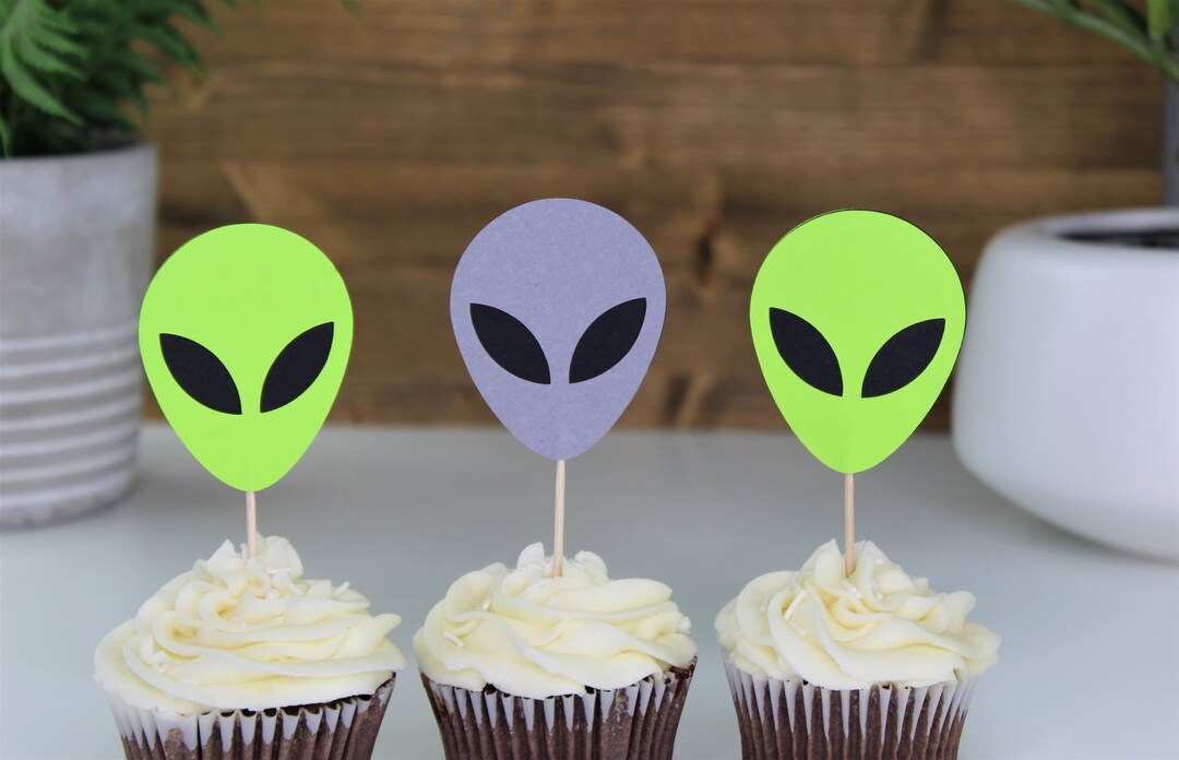 Alien Cupcake Toppers - Out of This World Party - Space Theme Birthday ...