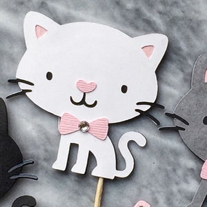Cat Cupcake Toppers Meow Toppers Kitten Party Cat Party | Etsy