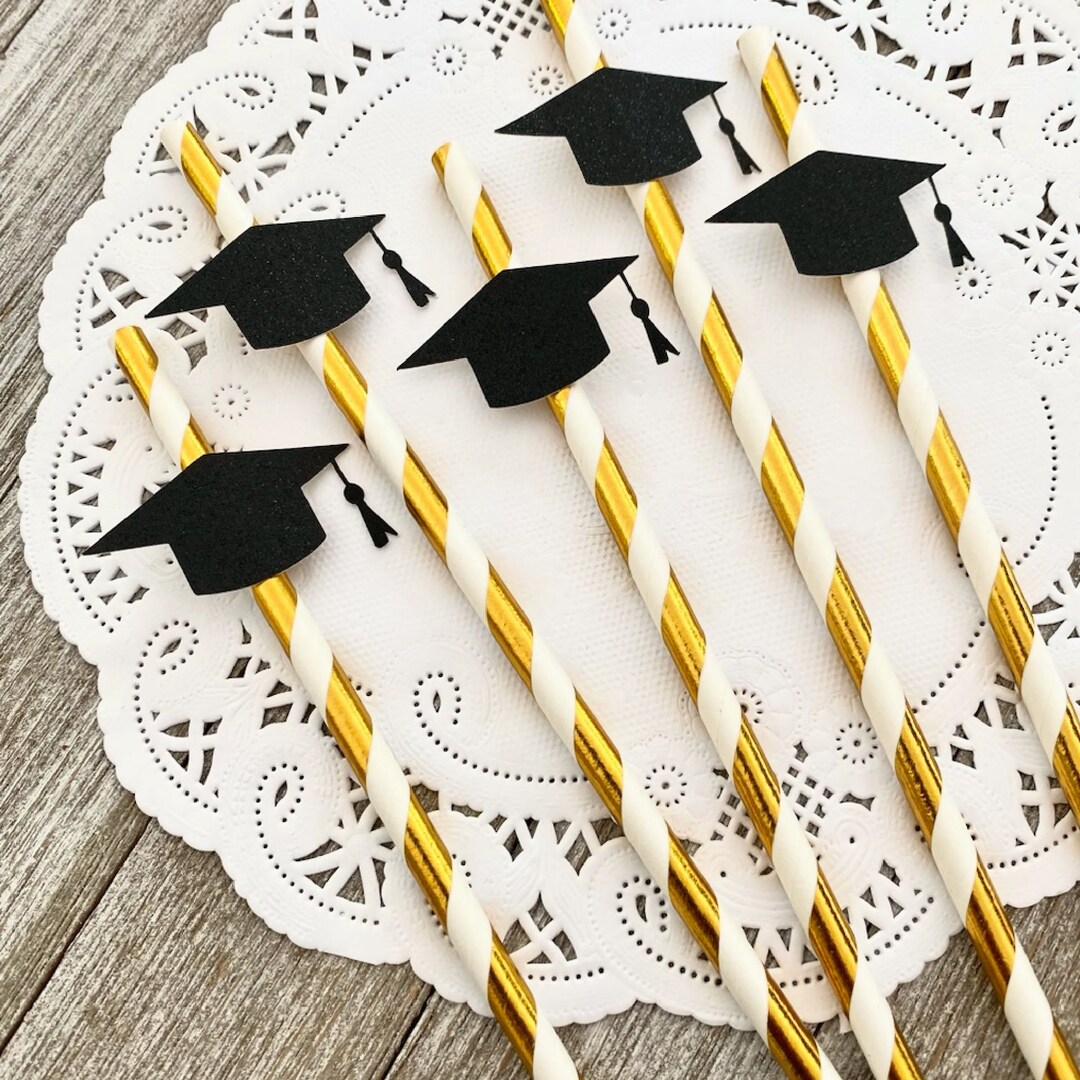 Graduation Paper Straws - 2023 Graduation Party Decor - High School ...