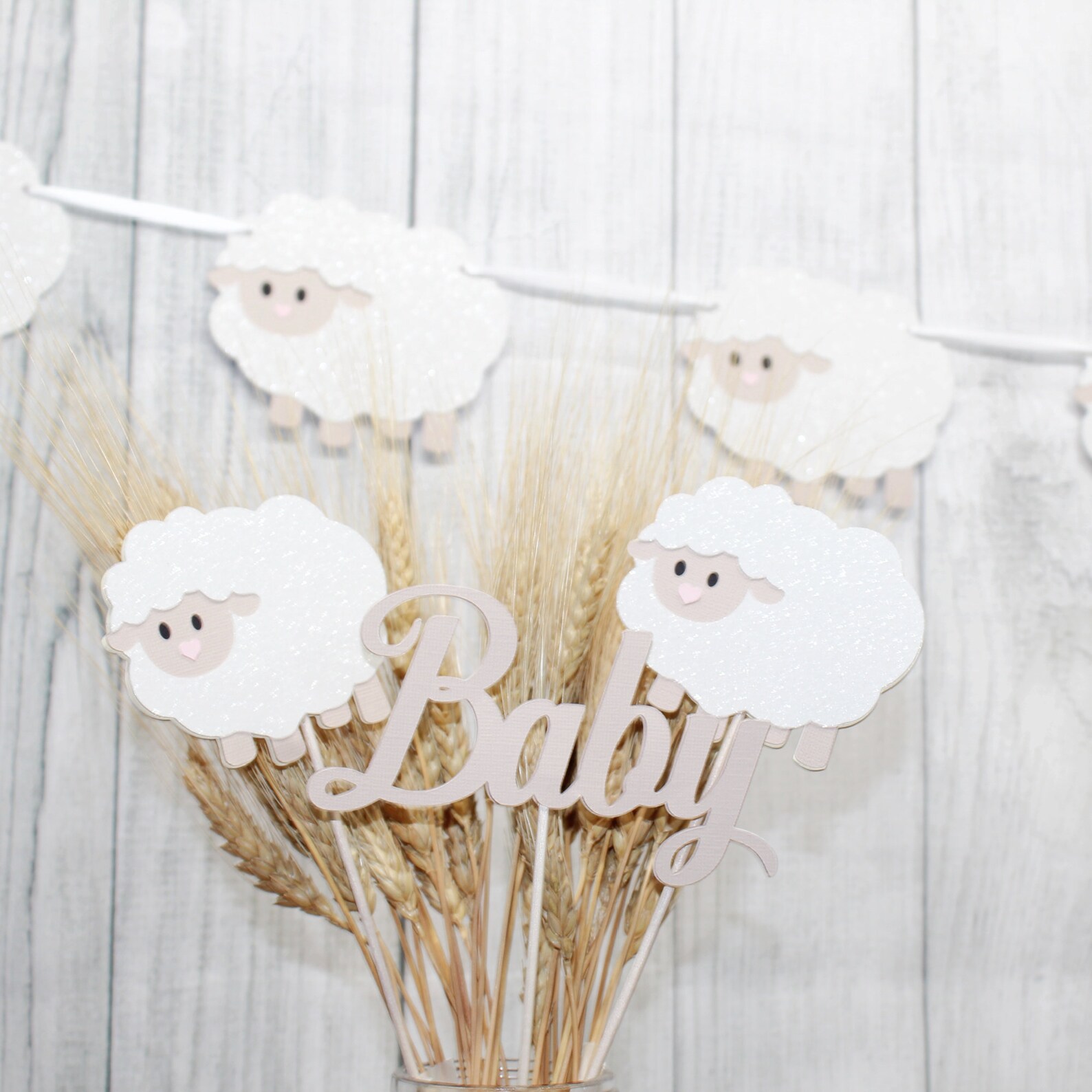 Sheep Centerpiece Picks Little Lamb Baby Shower Picks Gender Neutral ...