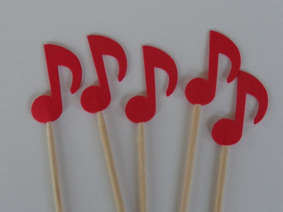 24 Red Music Note Food Picks - Cupcake Toppers - Party Picks - Etsy