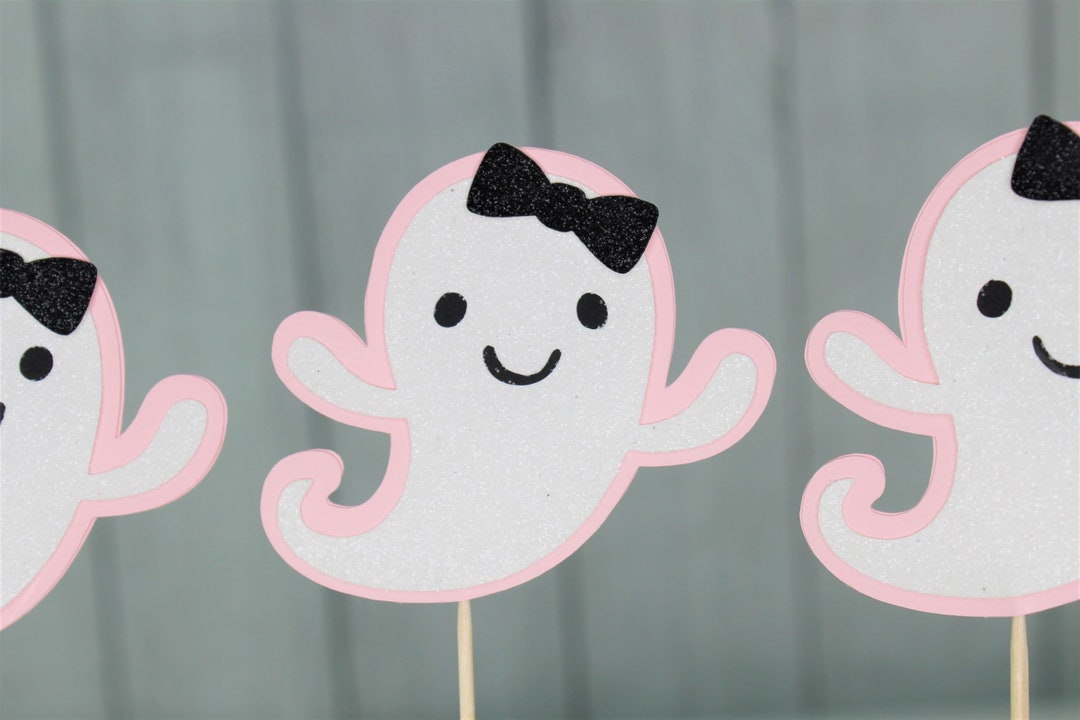 Ghost Cupcake Toppers - Pink and Black Halloween Party Decor - Our ...