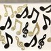 Music Note Confetti Black and Gold Glitter Large 2 - Etsy