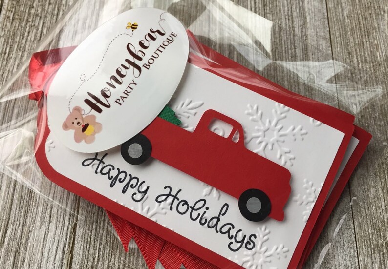 Vintage Red Truck With Tree Happy Holidays Gift Tags - -red Farm Truck ...