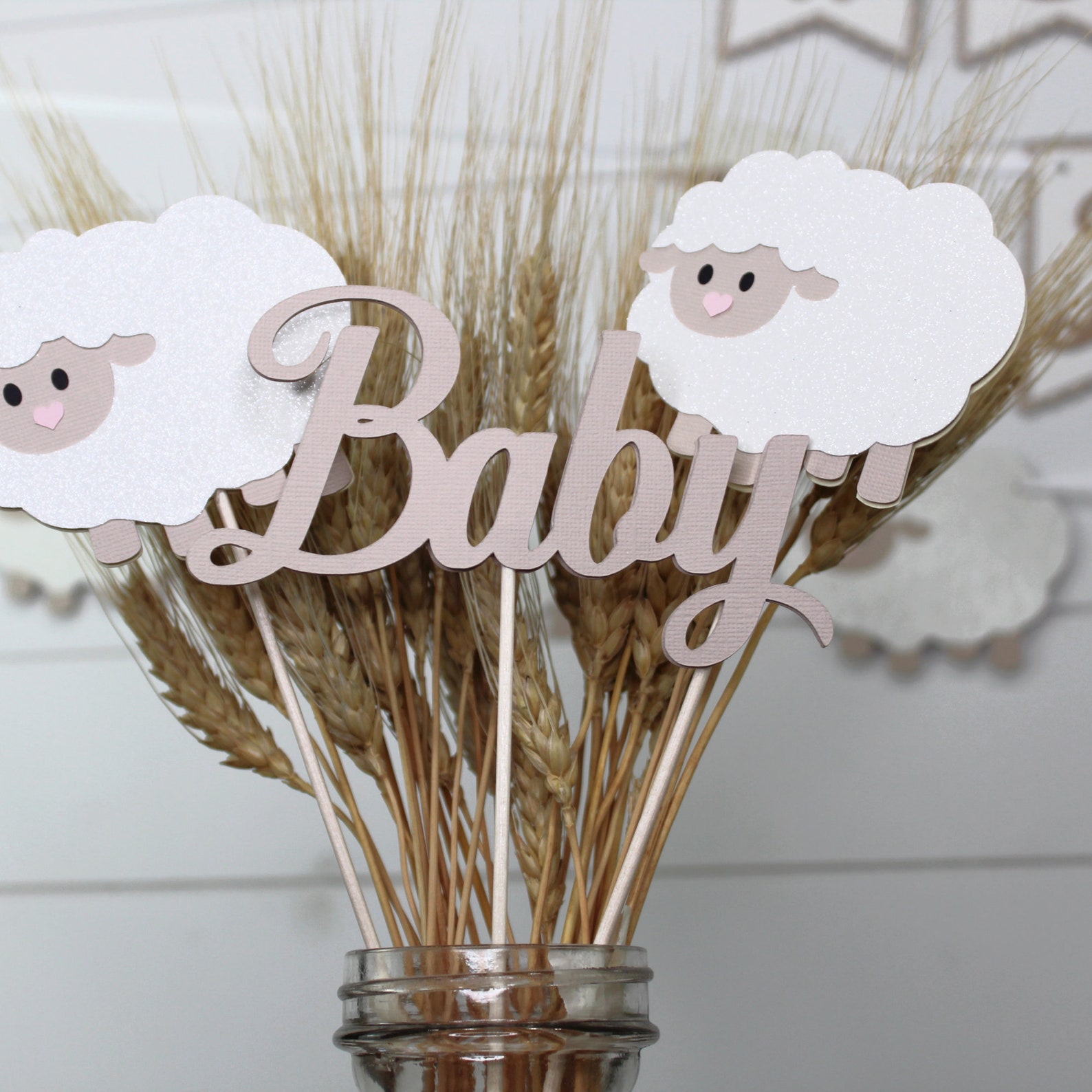 Sheep Centerpiece Picks Little Lamb Baby Shower Picks Gender Neutral ...