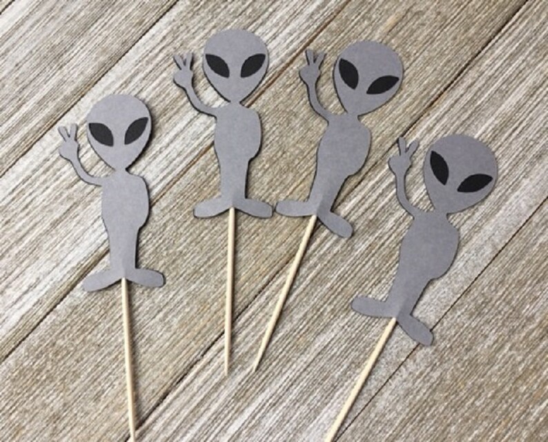 Alien Cupcake Toppers - Out of This World Party - Space Theme Birthday ...