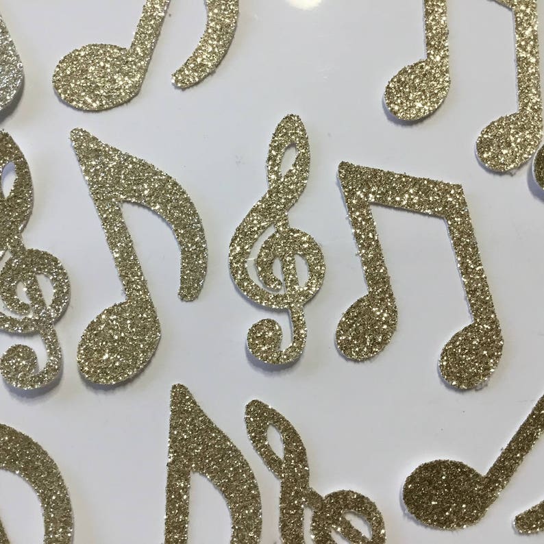 Gold Glitter Music Note Confetti Large 2 tall Table | Etsy