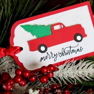 Red Truck With Tree Holiday Gift Tags - Christmas Truck Gift Tags ...