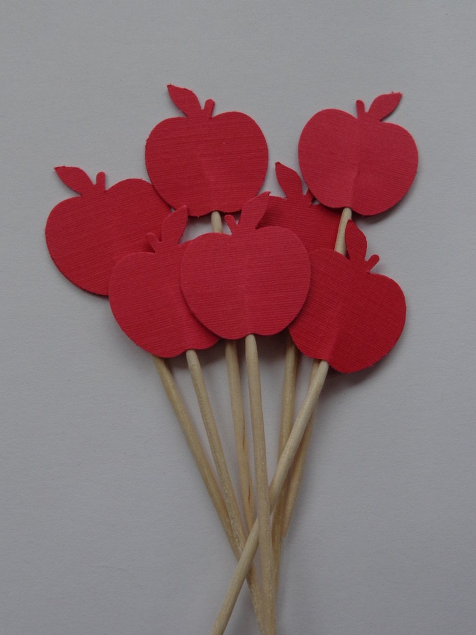 Red Apples Cupcake Toppers Harvest Food Picks Princess - Etsy