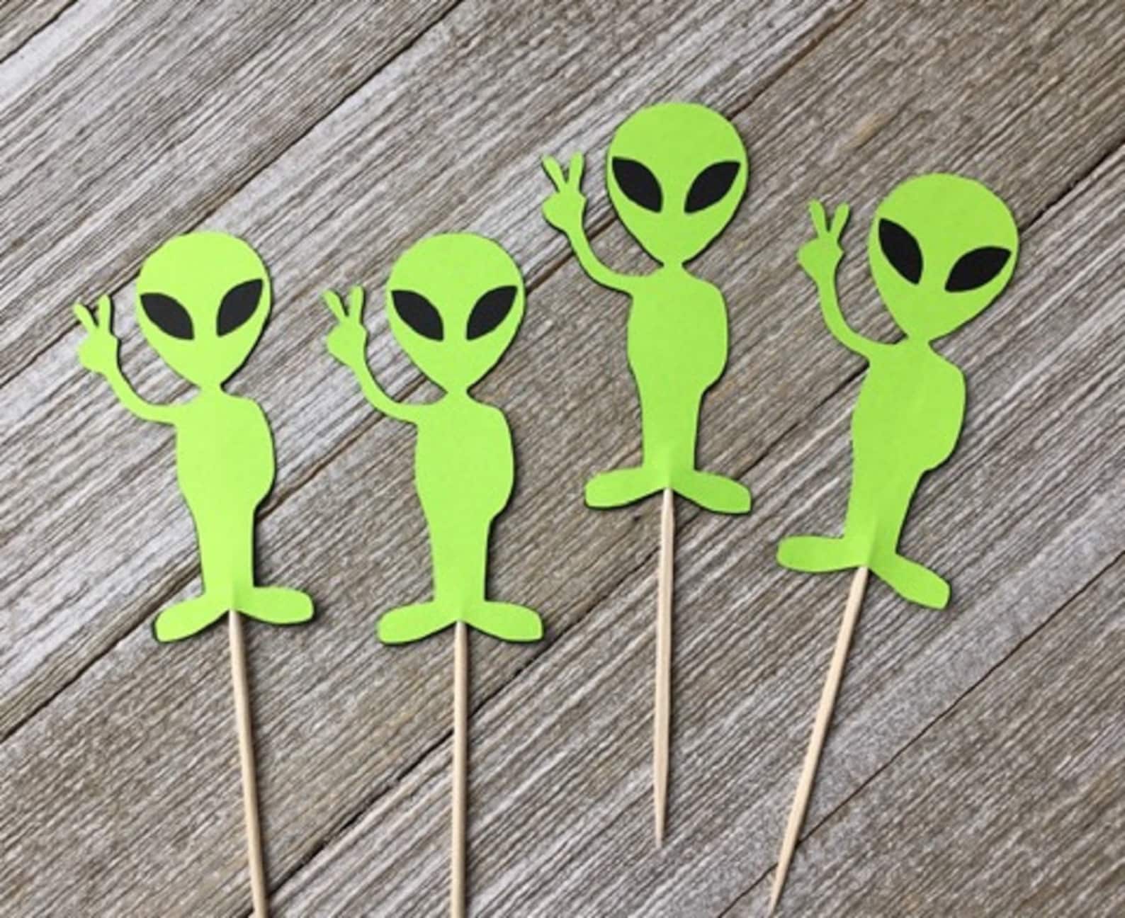 Alien Cupcake Toppers Out of This World Party Space Theme | Etsy