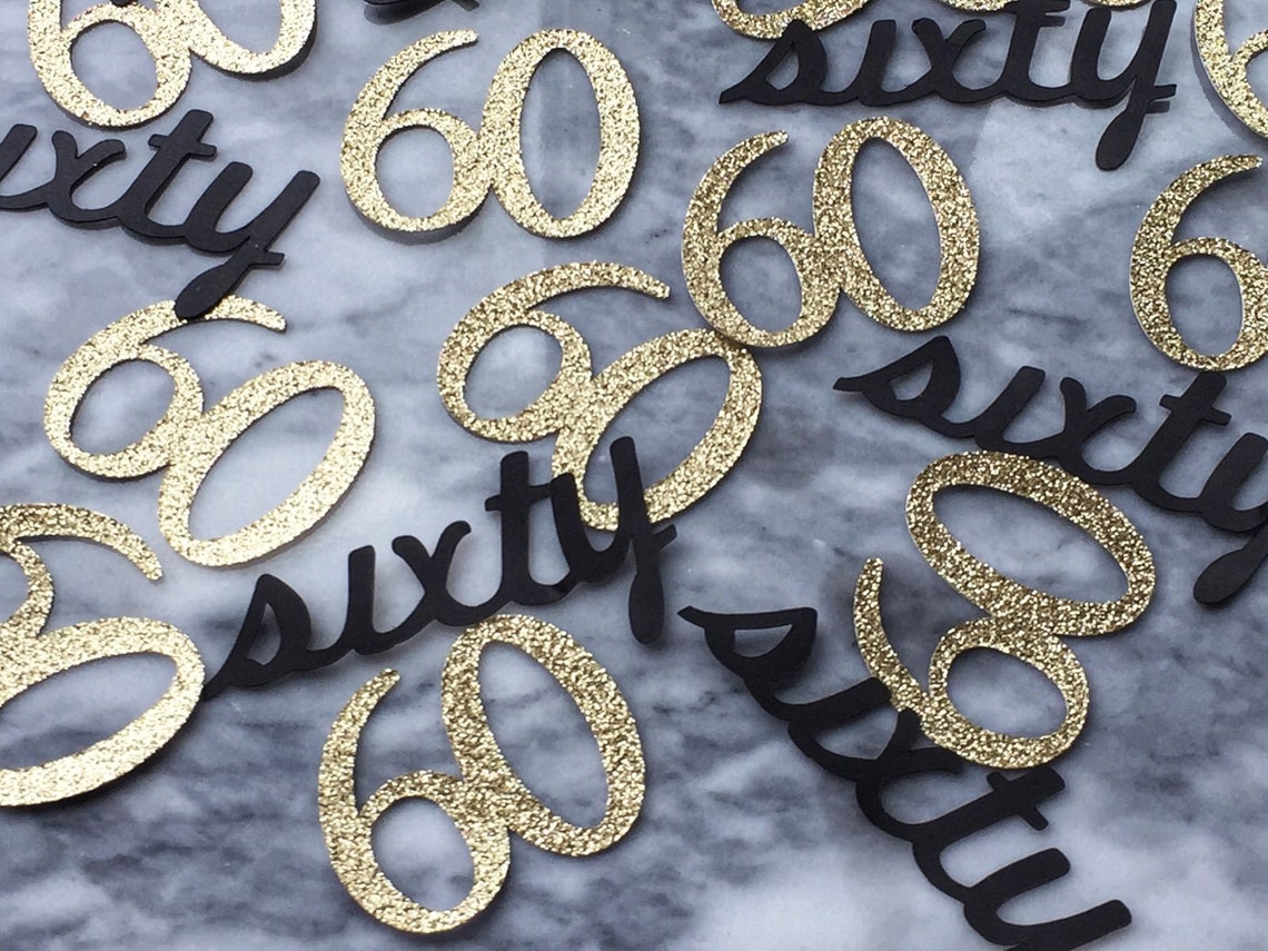 60th Birthday Glitter Cupcake Toppers - Choose Your Colors - Sixty ...