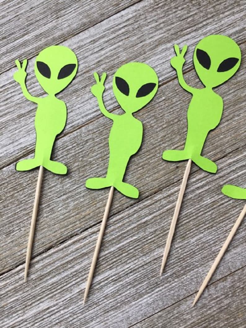 Alien Cupcake Toppers - Out of This World Party - Space Theme Birthday ...