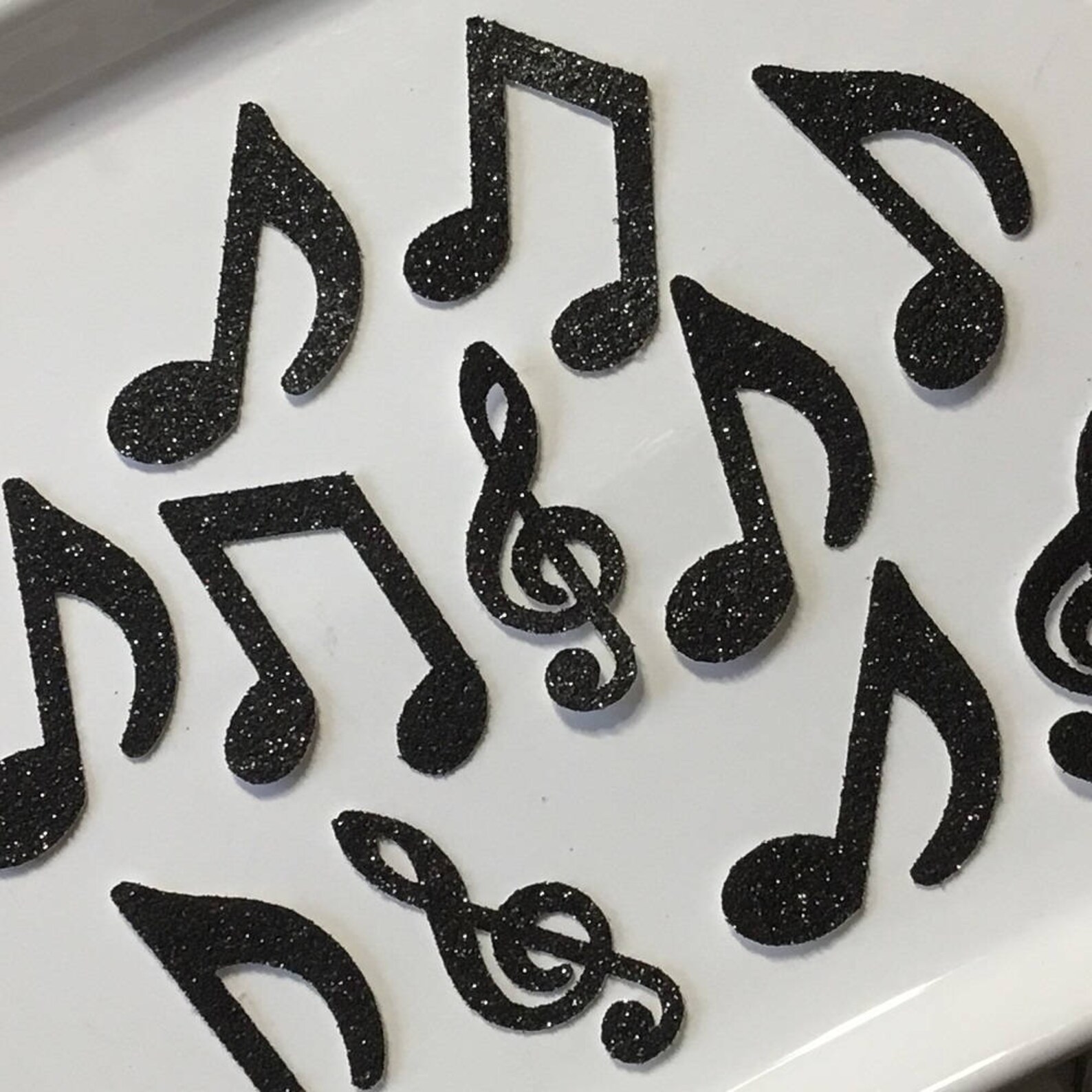 Music Note Confetti Black Glitter Large 2 Table - Etsy