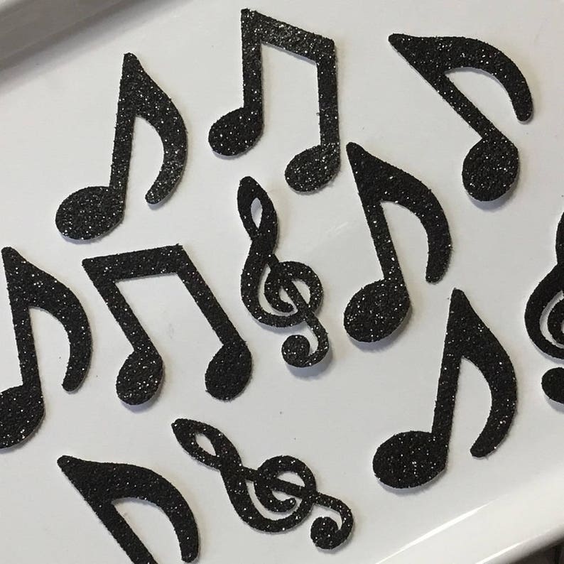 Music Note Confetti - Black Glitter - Large 2" - Table Scatter - Music ...