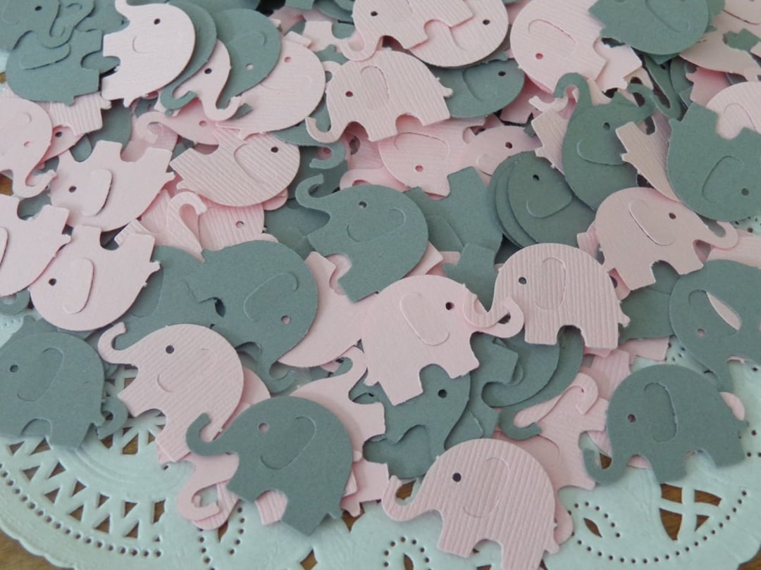 Pink and Grey Elephant Confetti - New Larger Size 1" X 1.5" - Table ...