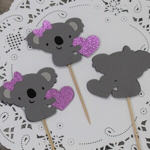 Koala Bear Cupcake Toppers - Koala Birthday Party - Food Picks - Purple ...