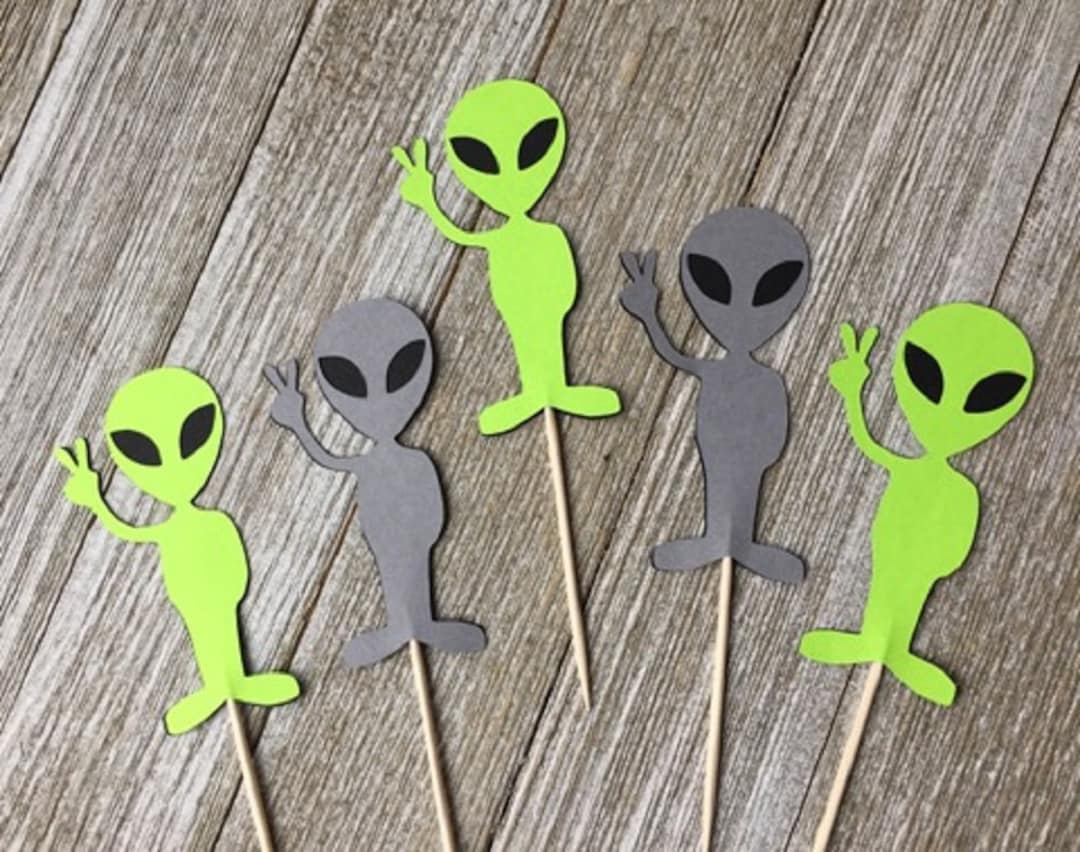 Alien Cupcake Toppers - Out of This World Party - Space Theme Birthday ...