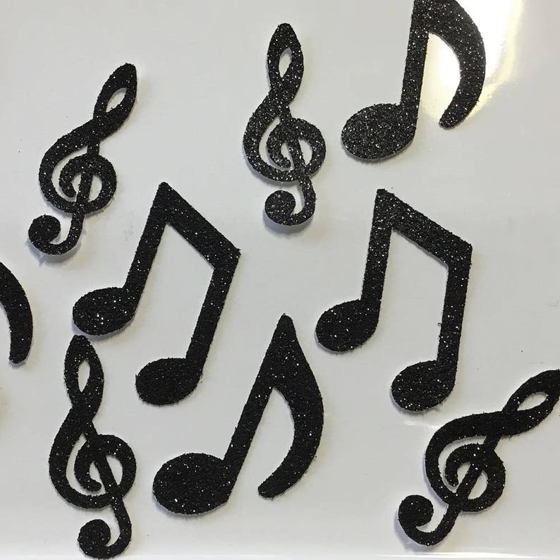 Music Note Confetti - Black Glitter - Large 2" - Table Scatter - Music ...