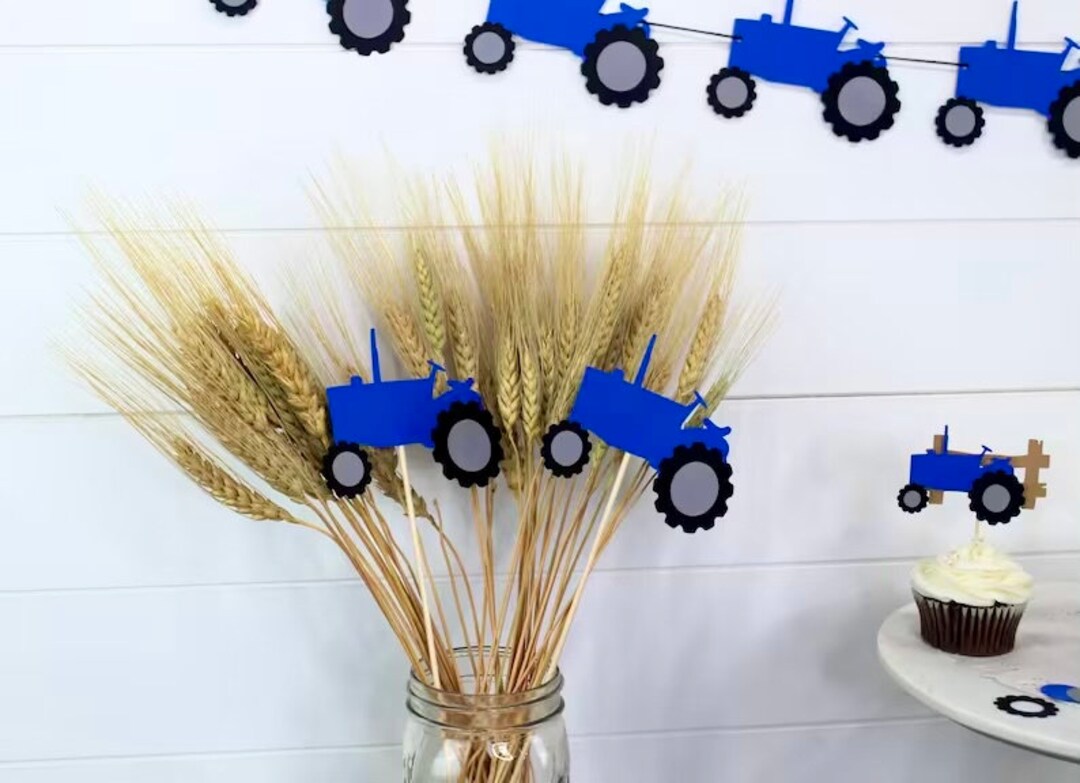 Blue Tractor Centerpiece Picks - Choose Your Colors - Farm Theme Party ...