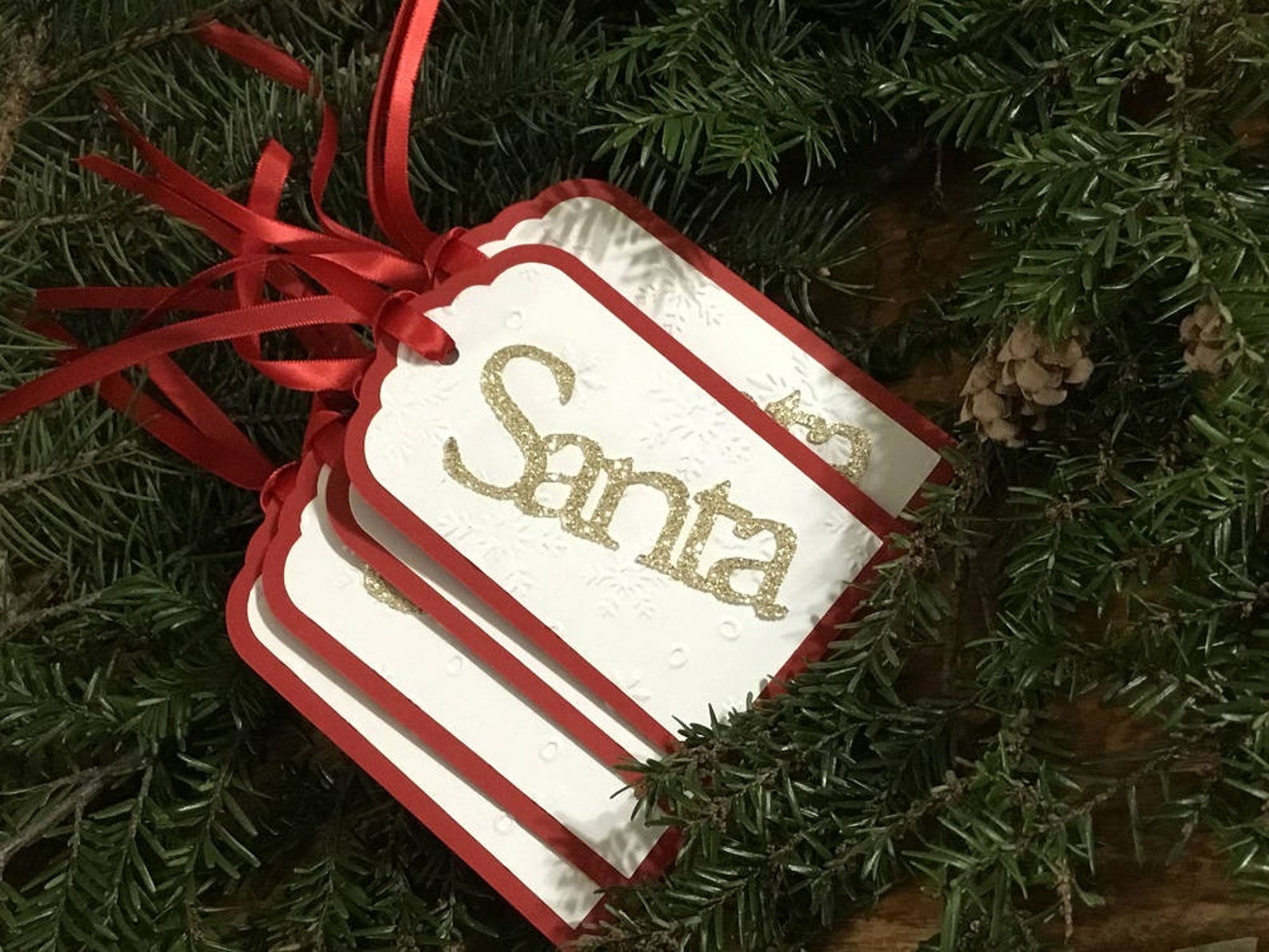 From Santa Gold Glitter Gift Tags Set of 6 Holiday Gift - Etsy