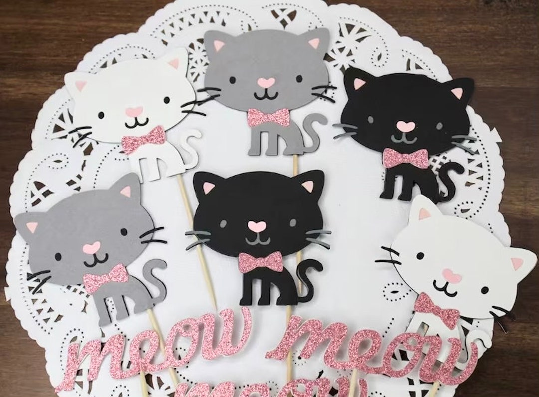 Cat Cupcake Toppers - Meow Toppers - Kitten Party - Cat Party ...