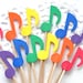 Rainbow Music Note Cupcake Toppers - Food Picks - Party Picks - Concert ...