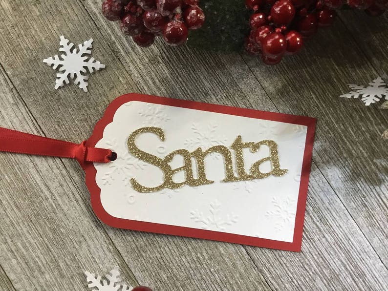 From Santa Gold Glitter Gift Tags Set of 6 Holiday Gift - Etsy