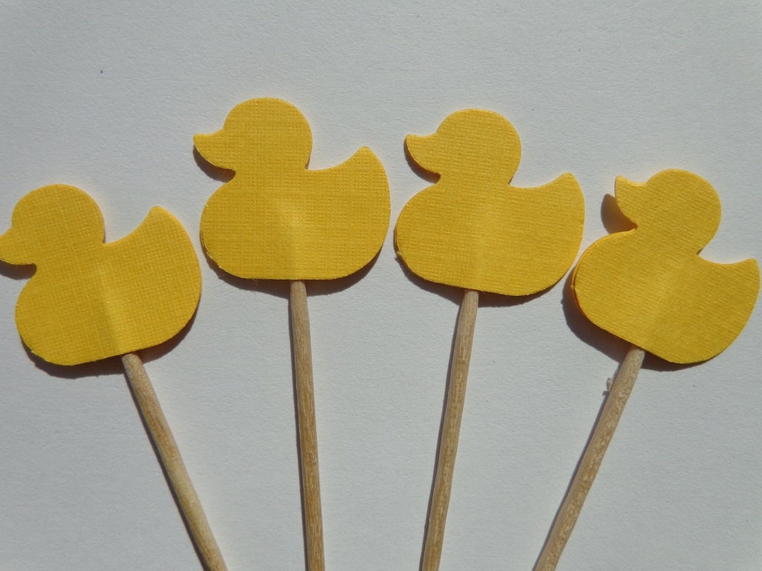 Yellow Duck Cupcake Toppers - Food Picks - Party Picks - Rubber Ducky ...