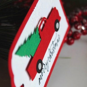 Red Truck With Tree Holiday Gift Tags - Christmas Truck Gift Tags ...