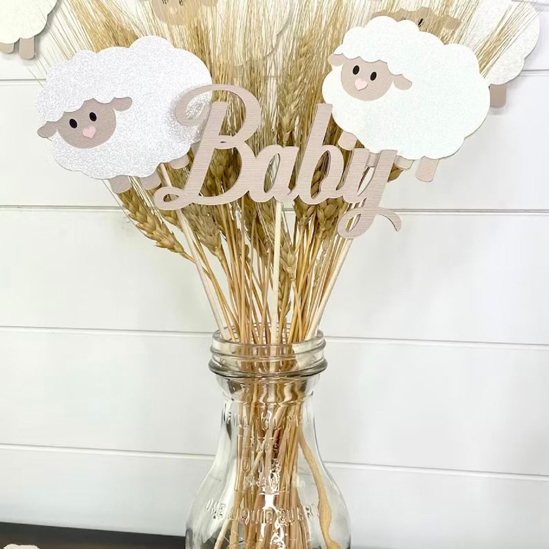 Sheep Centerpiece Picks - Little Lamb Baby Shower Picks - Gender ...