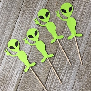 Alien Cupcake Toppers - Out of This World Party - Space Theme Birthday ...