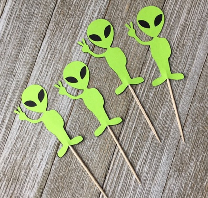 Alien Cupcake Toppers - Out of This World Party - Space Theme Birthday ...