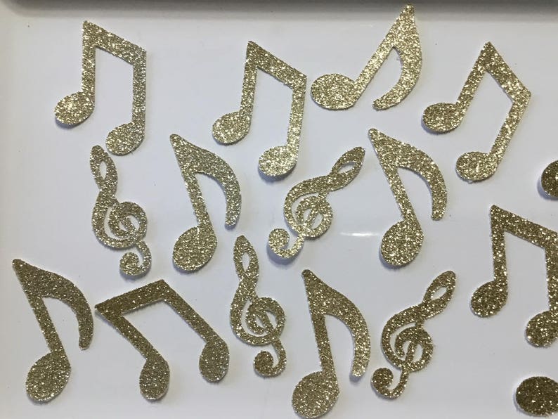 Gold Glitter Music Note Confetti Large 2 tall Table | Etsy