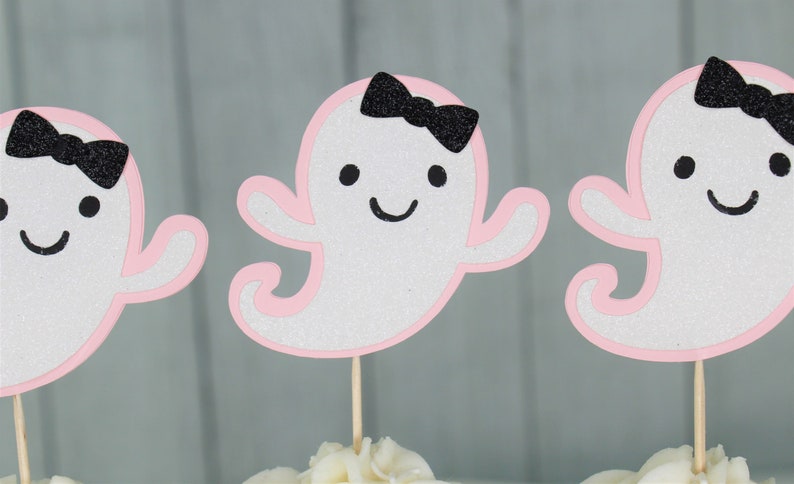 Ghost Cupcake Toppers Pink and Black Halloween Party Decor - Etsy